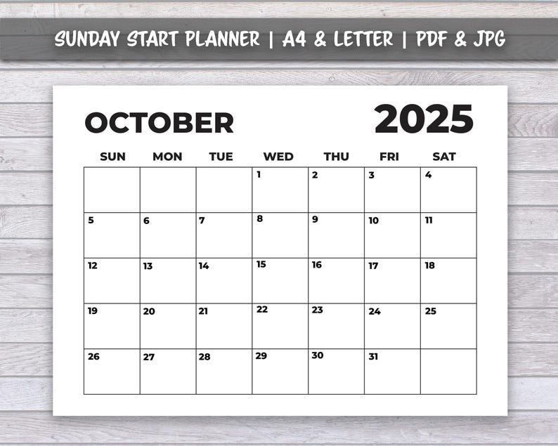 Monthly Planner October 2025, Simple Planner, Printable Landscape ...