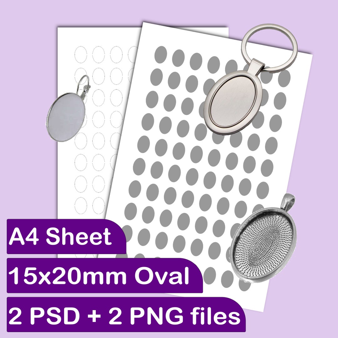 Collage Sheet Template, 15x20mm / 0,6x0,8" Ovals, Party Printable Craft ...