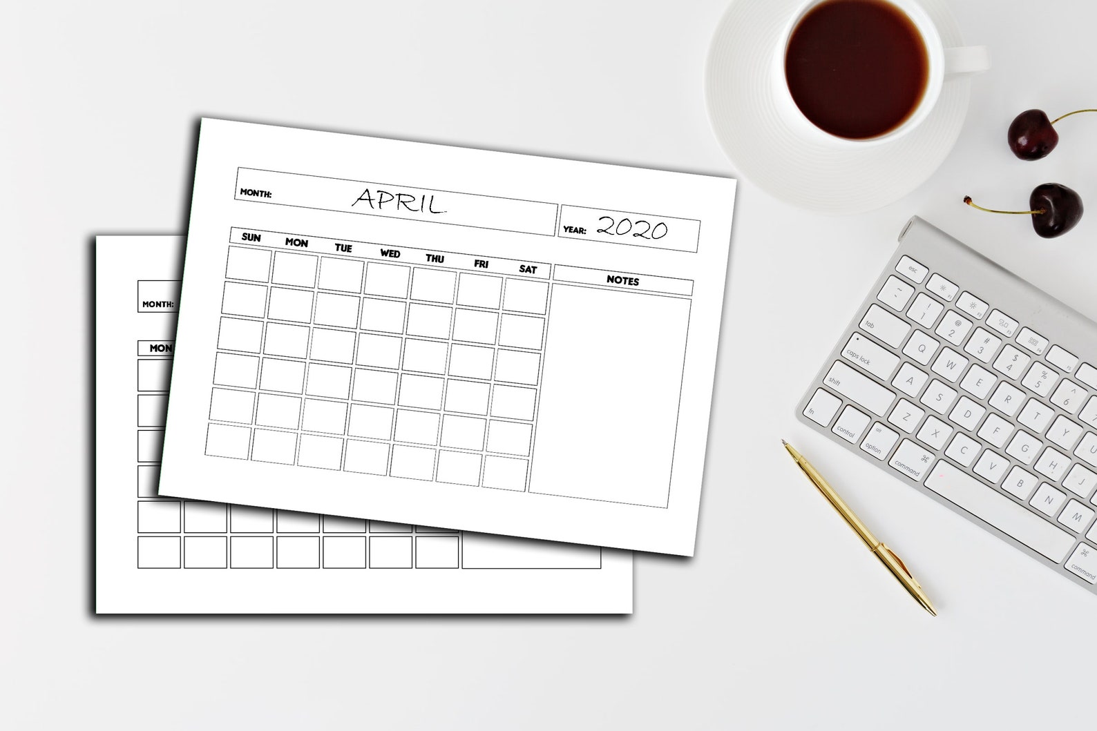 Printable Blank Monthly Calendar (sunday/monday Start) -blank Calendar ...