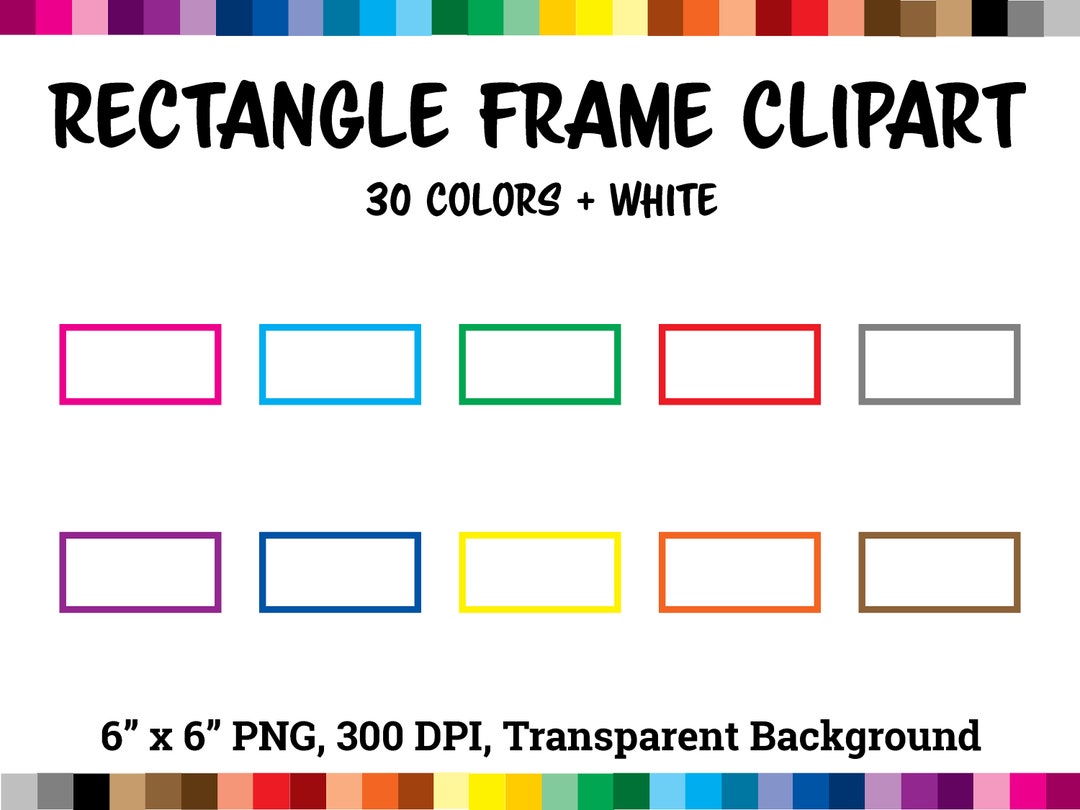 Rectangle Frame Clipart, 30 Solid Colors, Planner Sticker, Card Making ...