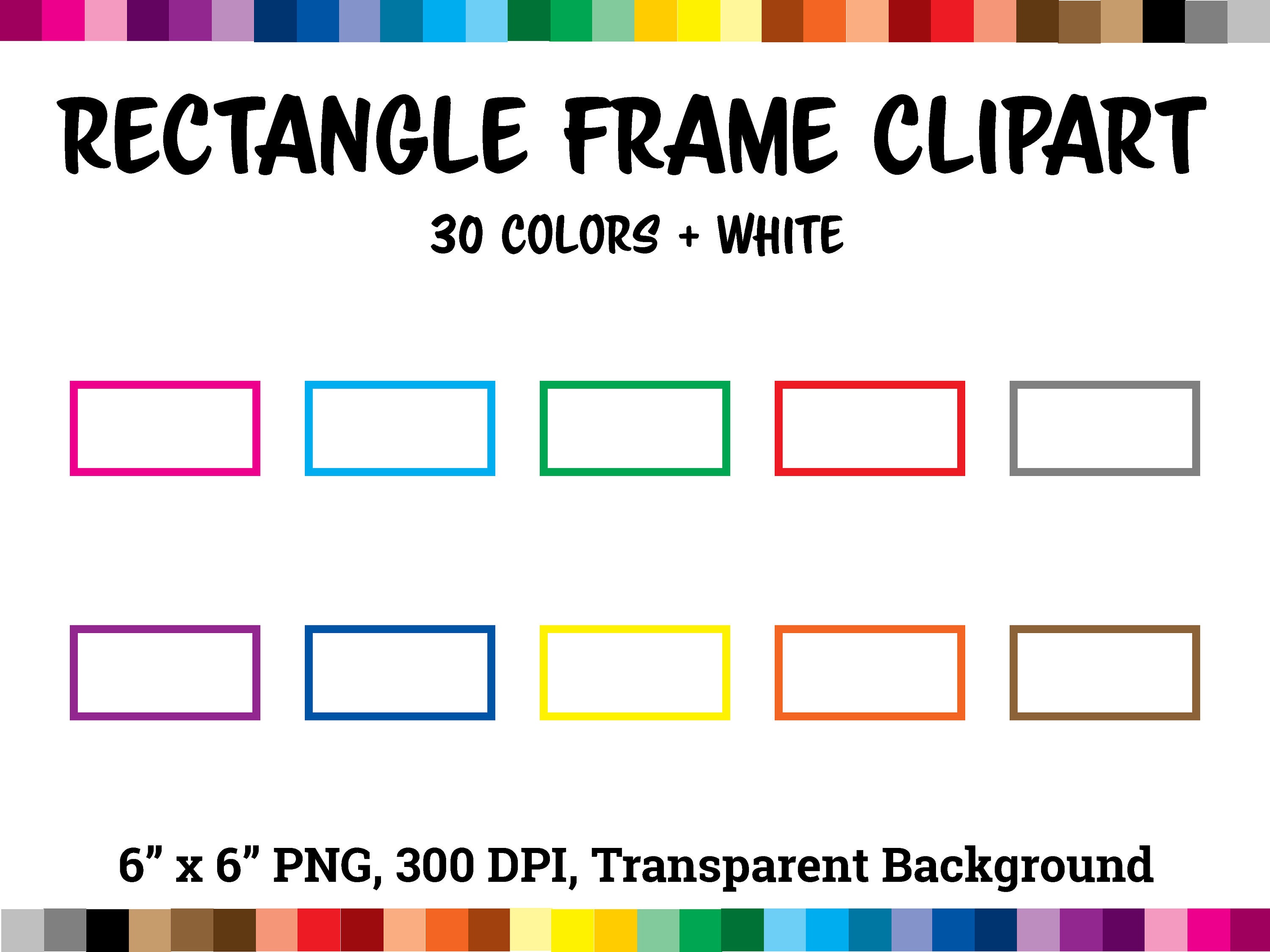 Rectangle Frame Clipart, 30 Solid Colors, Planner Sticker, Card Making ...