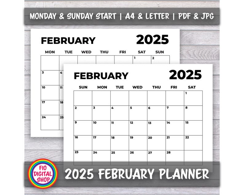 Monthly Planner February 2025, Simple Planner, Printable Landscape ...
