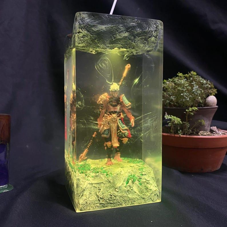 Wukong Resin Lamp, Black Myth Wukong Handmade Night Light, Wukong Epoxy ...