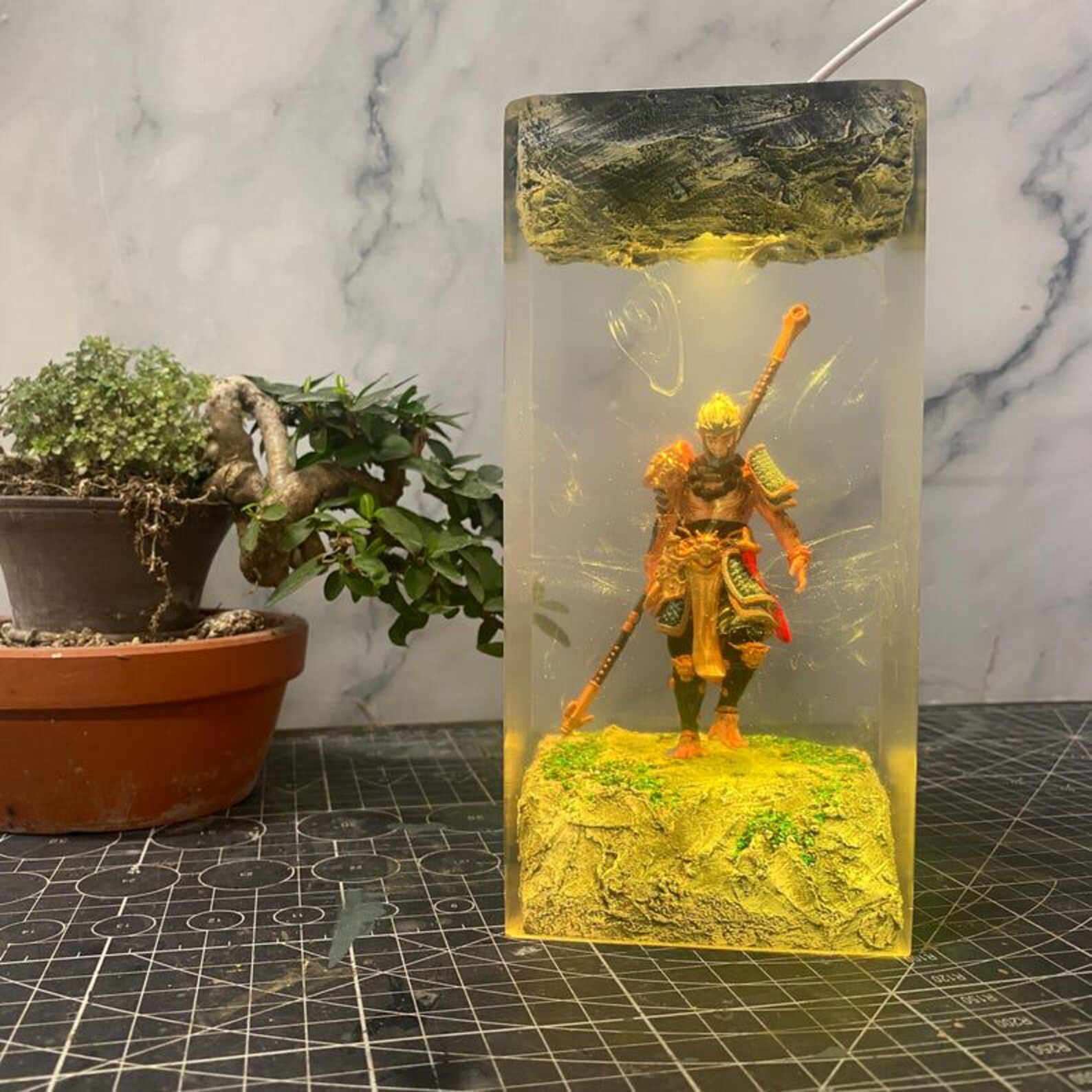 Wukong Resin Lamp, Black Myth Wukong Handmade Night Light, Wukong Epoxy ...