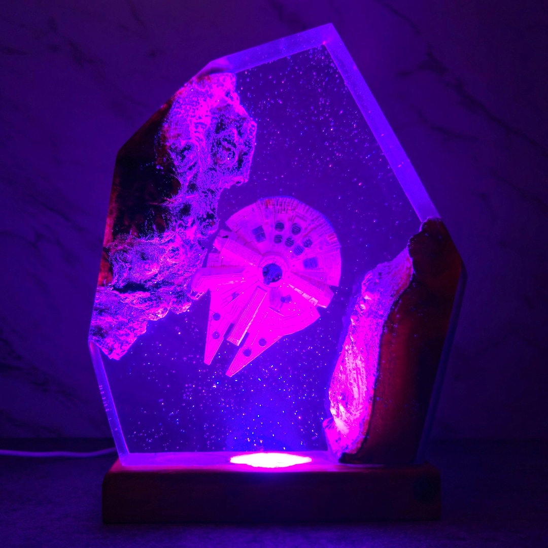 Space Galaxy Lamp Made of Resin and Wood, Space Night Lights, Epoxy ...