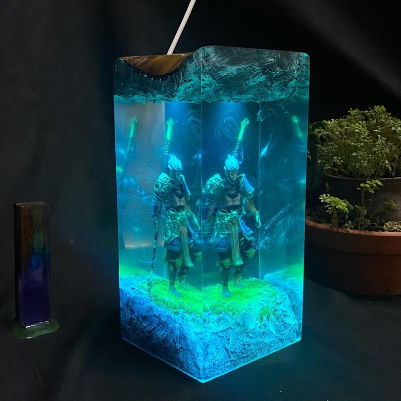 Wukong Resin Lamp, Black Myth Wukong Handmade Night Light, Wukong Epoxy ...