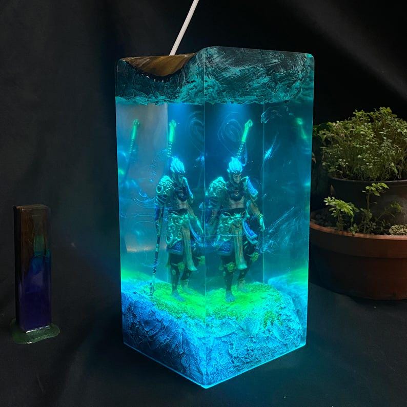 Wukong Resin Lamp, Black Myth Wukong Handmade Night Light, Wukong Epoxy ...