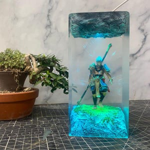 Wukong Resin Lamp, Black Myth Wukong Handmade Night Light, Wukong Epoxy ...