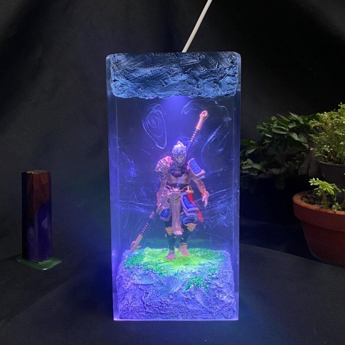 Wukong Resin Lamp, Black Myth Wukong Handmade Night Light, Wukong Epoxy ...