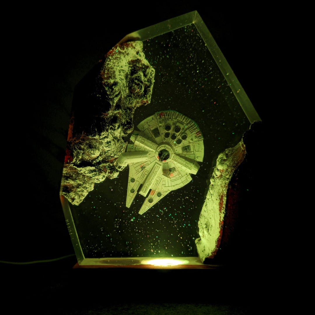 Space Galaxy Lamp Made of Resin and Wood, Space Night Lights, Epoxy ...