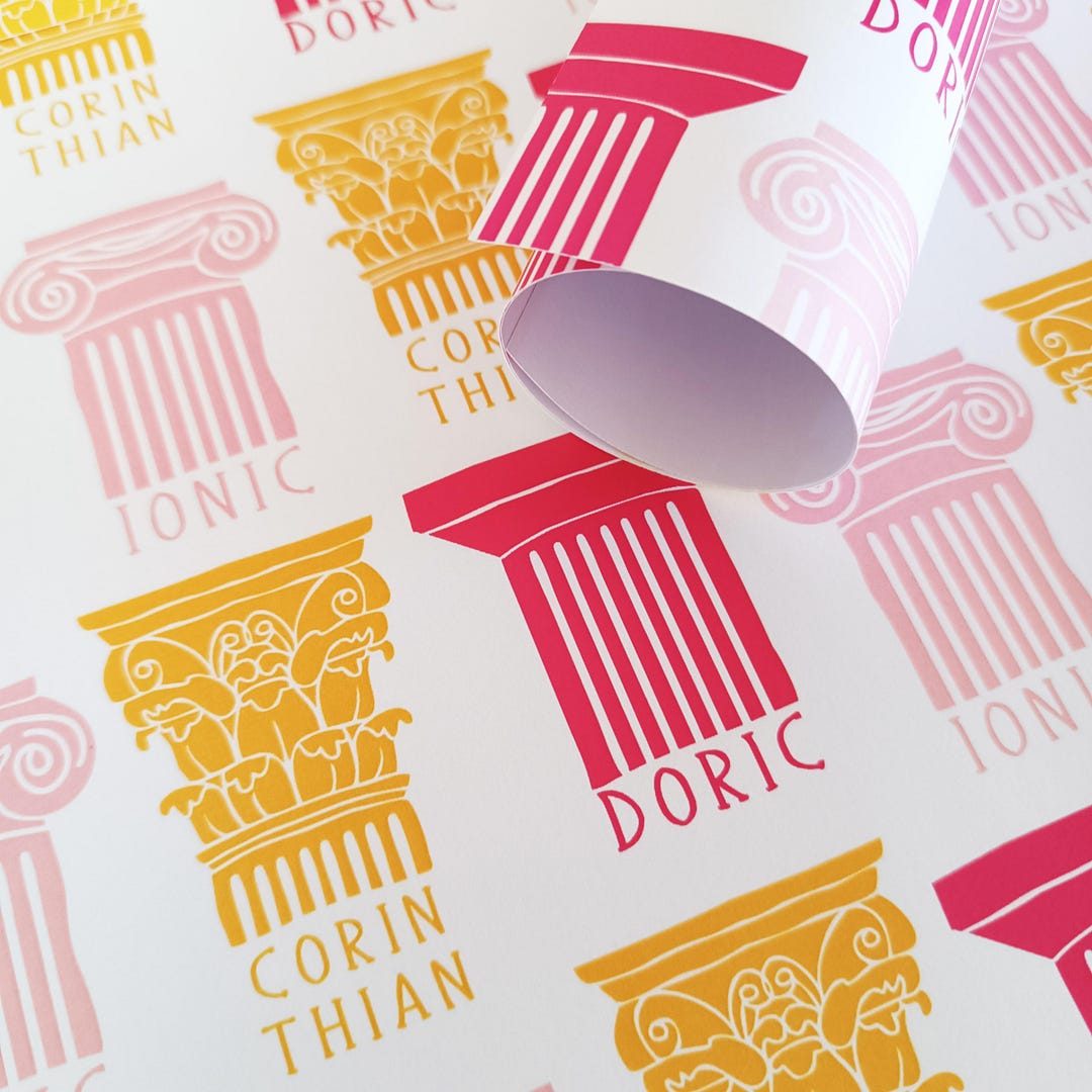Greek Columns Wrapping Paper, Greek Gift Wrap Paper, Ancient Greece ...