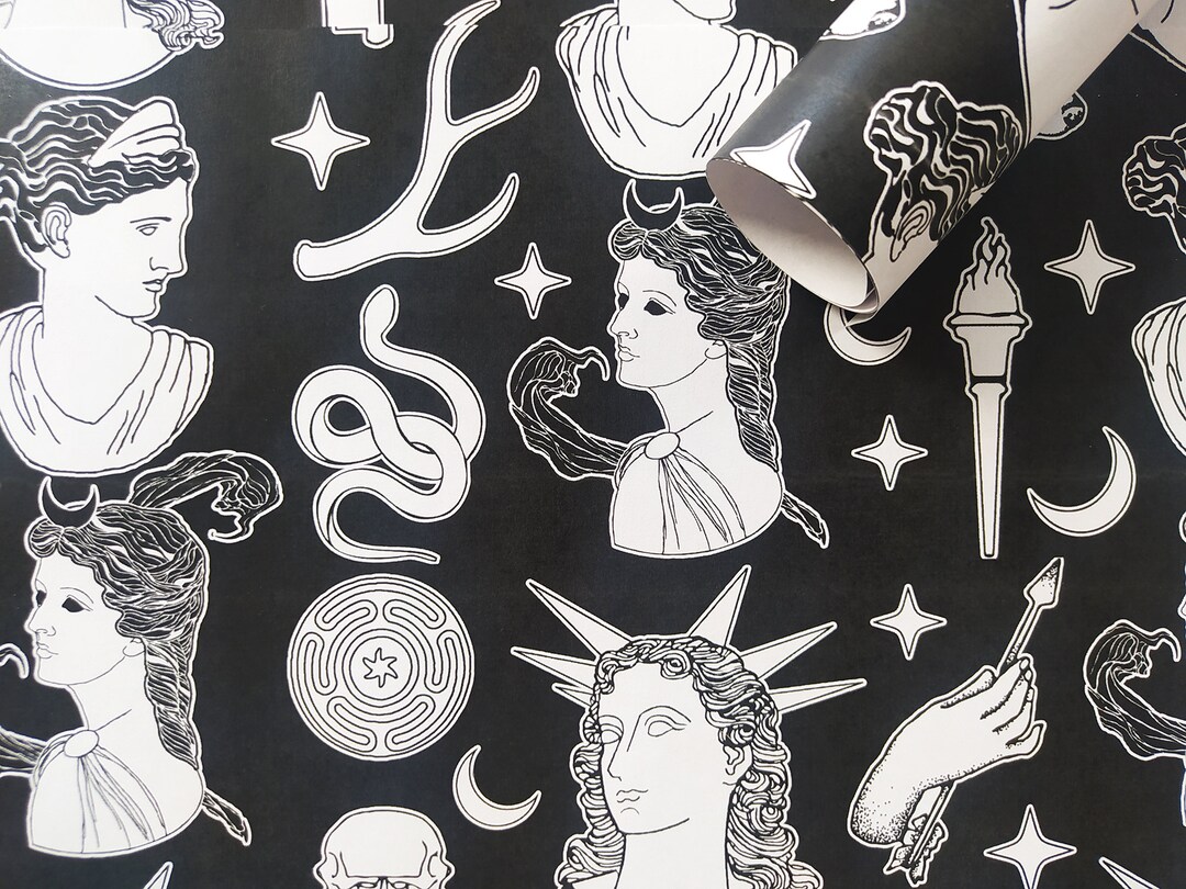 Witchy Greek Mythology Wrapping Paper, Greek Goddess Gift Wrap, Occult ...