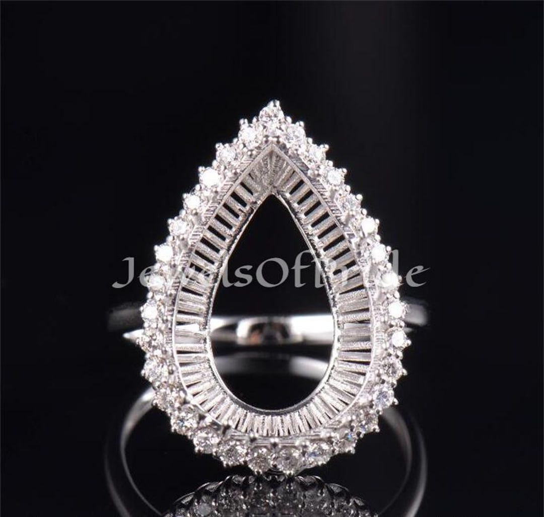 9x11mm Pear Shape Semi Mount Ring , 925 Sterling Silver Semi Mount Ring ...