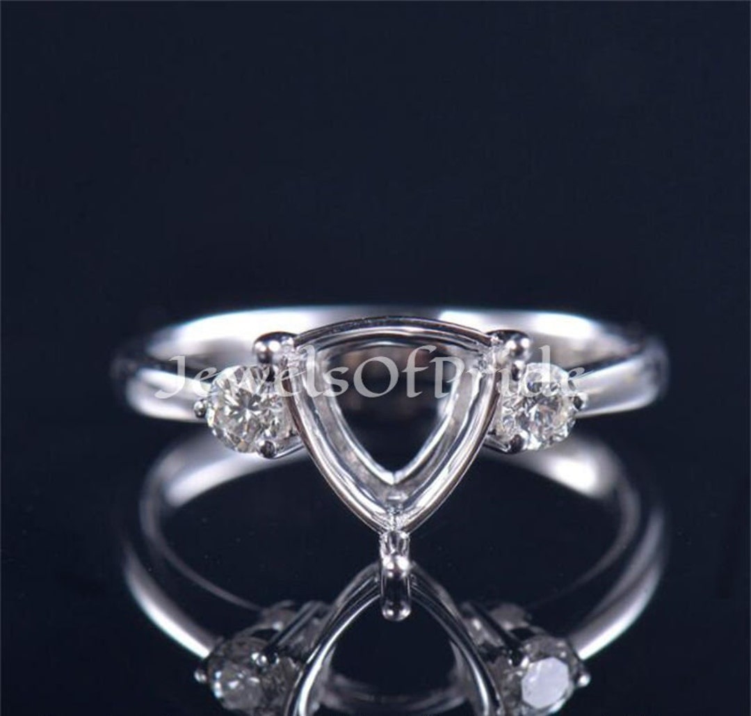 Trillion Cut Engagement Ring Setting | Sterling Silver Three-stone Semi ...