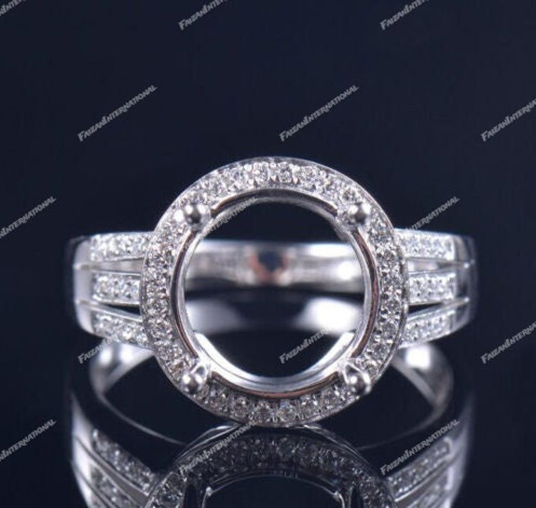 Round Cut Semi Mount 10MM Diamond Halo Semi Mount Ring Setting,round ...