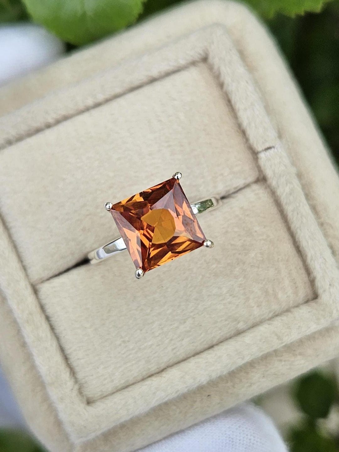 Imperial Topaz Ring , Princess Cut Topaz Ring , Ring for New Mother ...