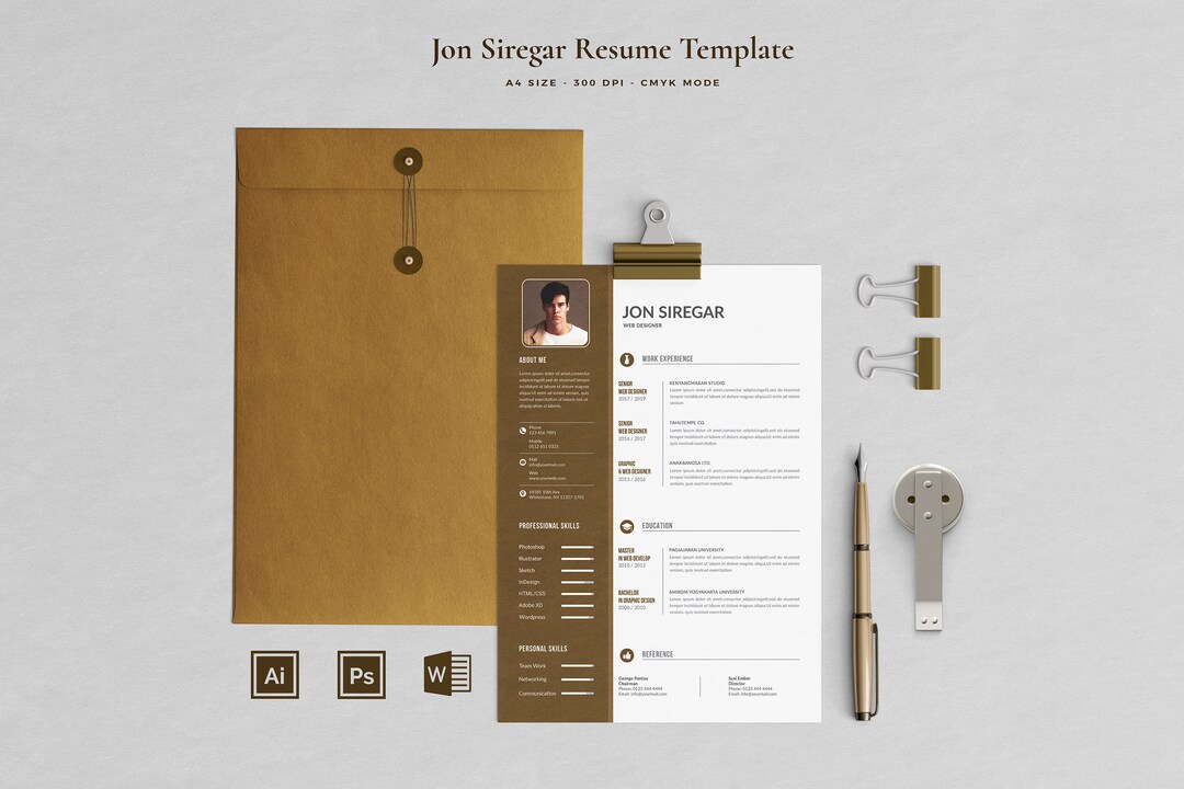 Jon Resume Template Instant Download for Word | Professional CV Design ...