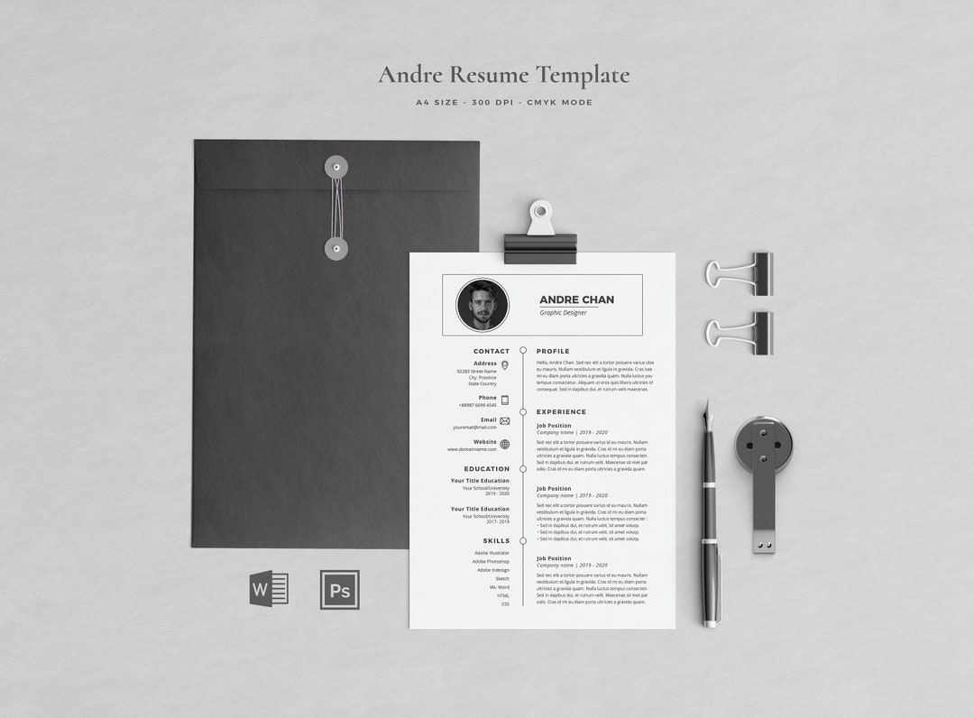 Andre Resume Template Clean Modern Resume Template 3 Pages - Etsy
