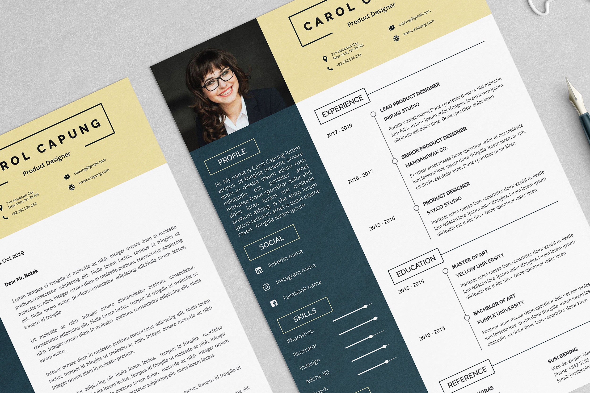 Resume Template, Cover Letter, Portfolio, Resume Icons, Fonts, Editing ...