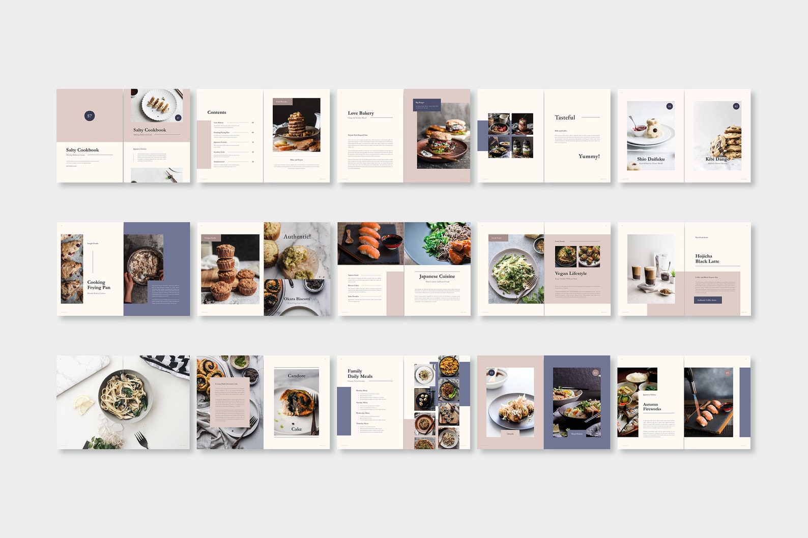 SALTY Editorial Cookbook Template, Food Brochure for Canva, Indesign ...
