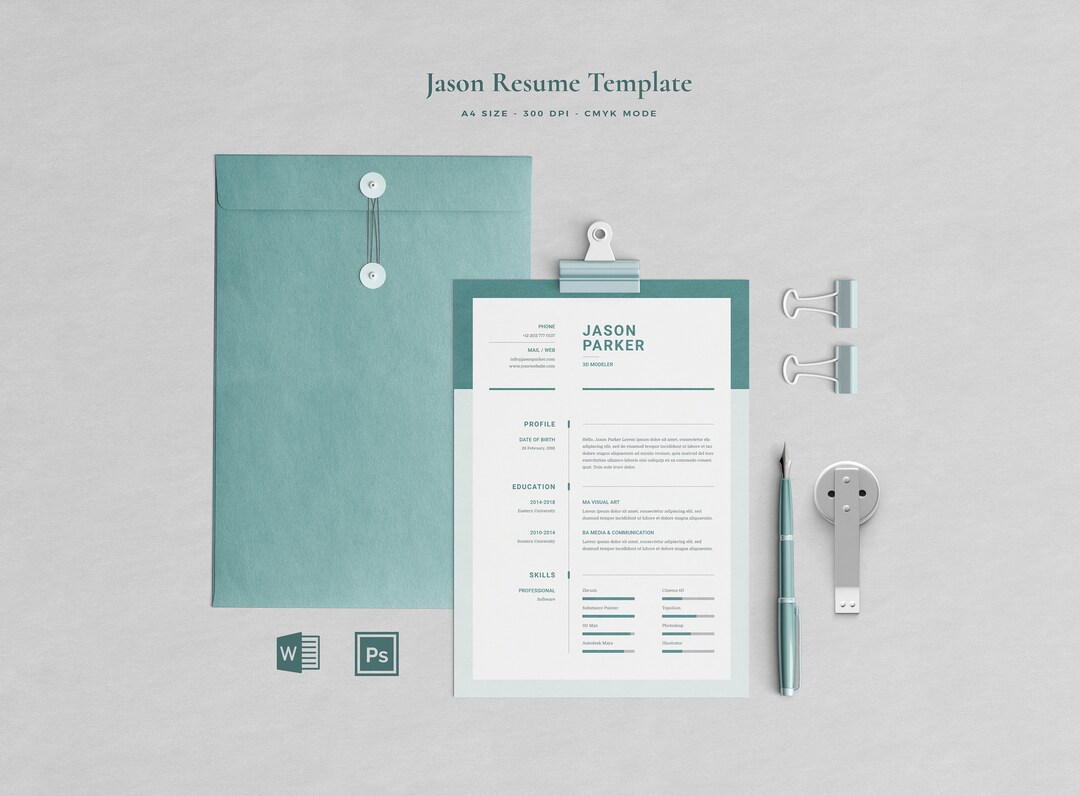 Jason Resume Template | Professional Creative CV Design - Etsy