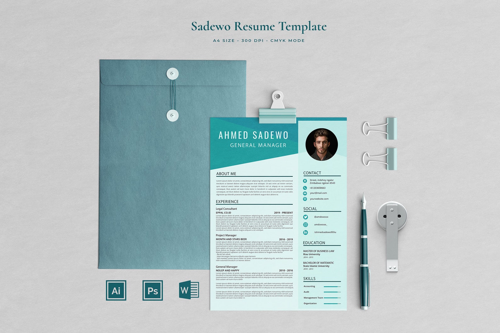 Sadewo Resume Template Instant Download for Word Professional CV Design ...