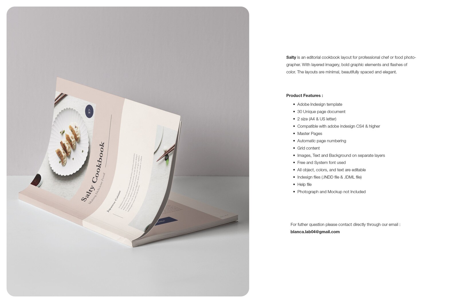 SALTY Editorial Cookbook Template, Food Brochure for Canva, Indesign ...