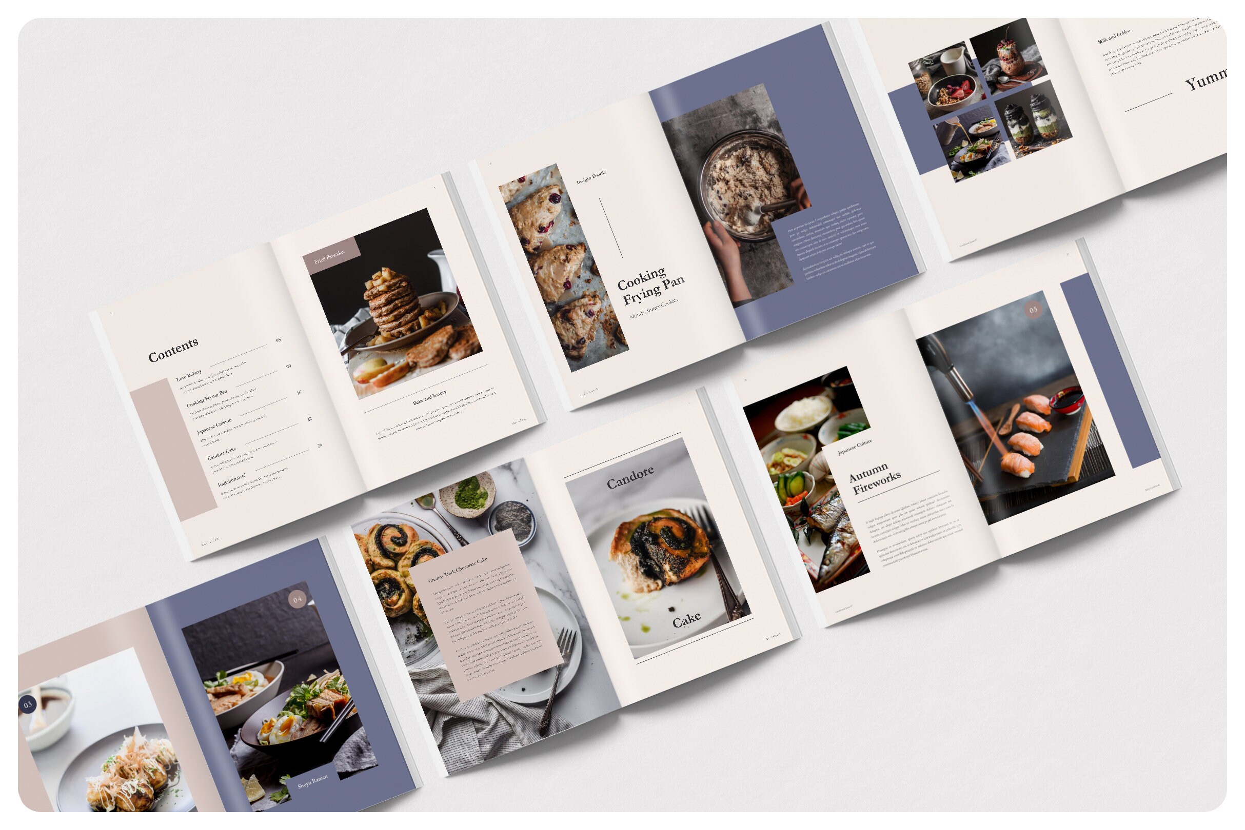 SALTY Editorial Cookbook Template, Food Brochure for Canva, Indesign ...