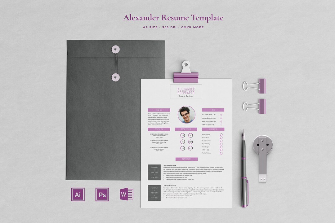 Alexander Resume Template Instant Download for Word Minimalis ...