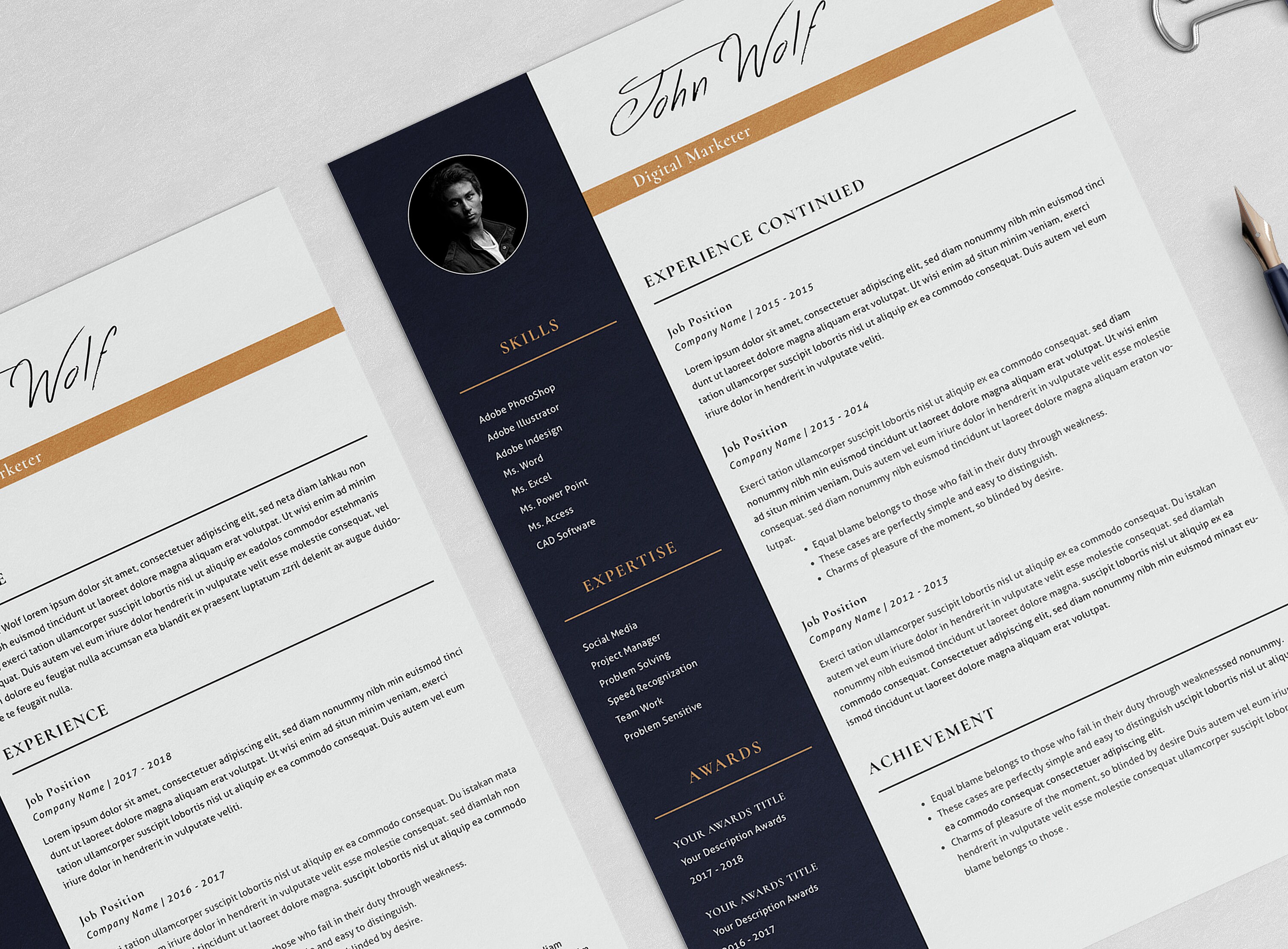 John Resume Template Instant Download for Word Professional CV Design ...