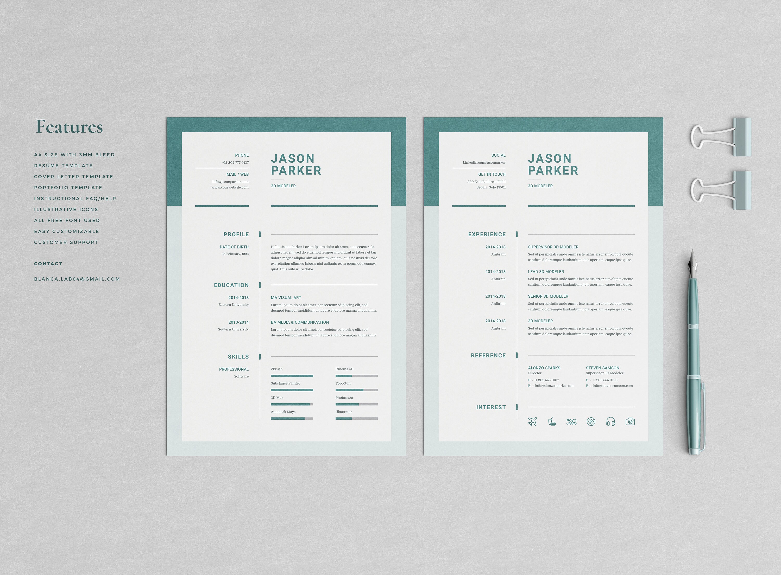 Jason Resume Template | Professional Creative CV Design - Etsy