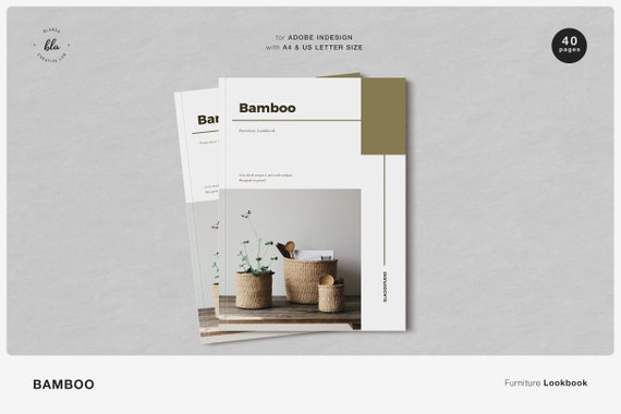 Plantilla de lookbook de muebles de bambú folleto de - Etsy España