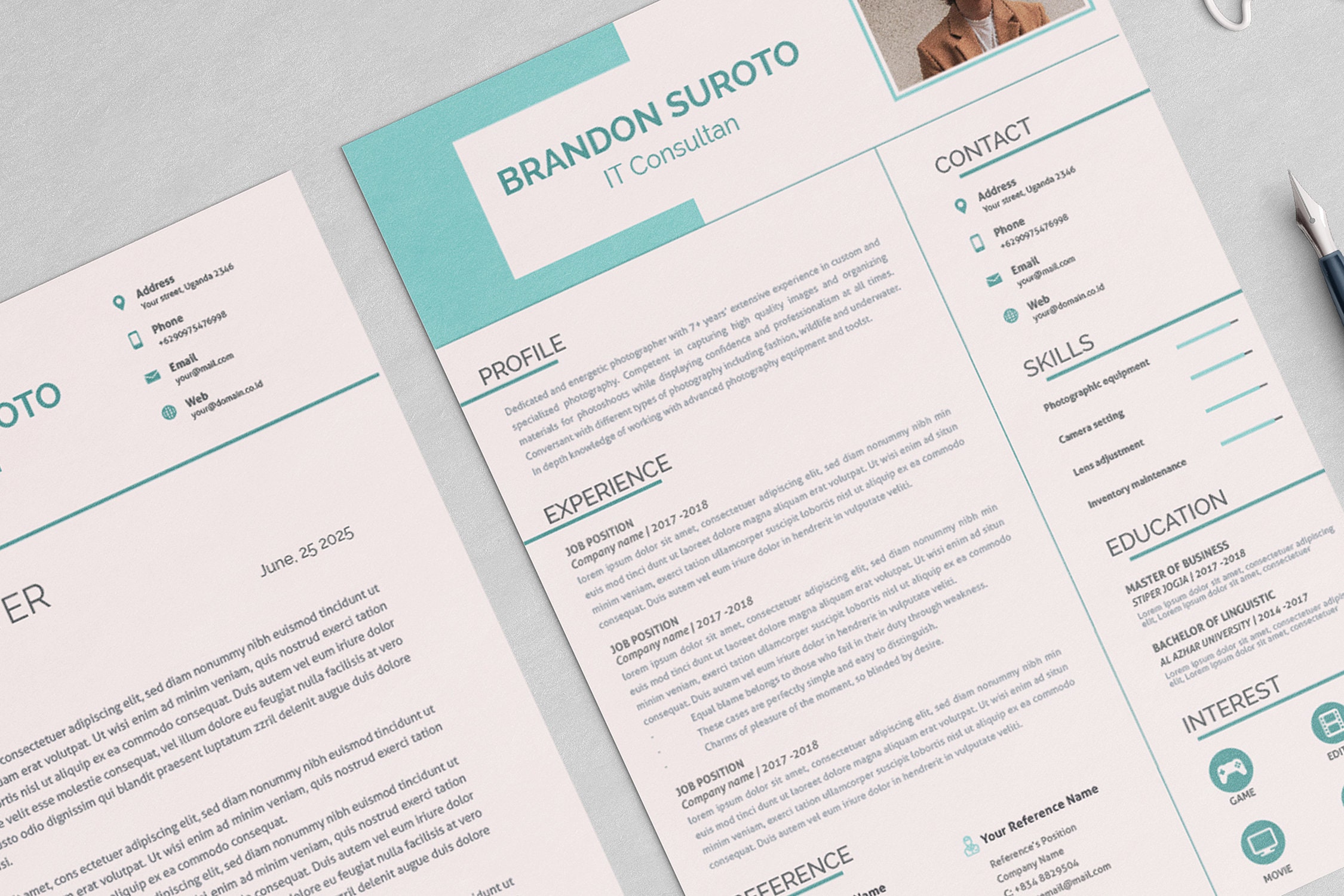 Brandon Resume Template Instant Download for Word Professional CV ...