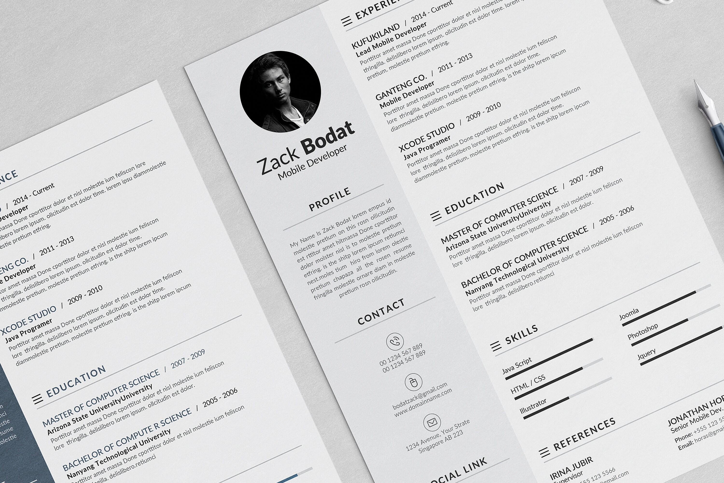 Zack Resume Template Instant Download for Word | Professional CV Design Modern Creative | A4 ...