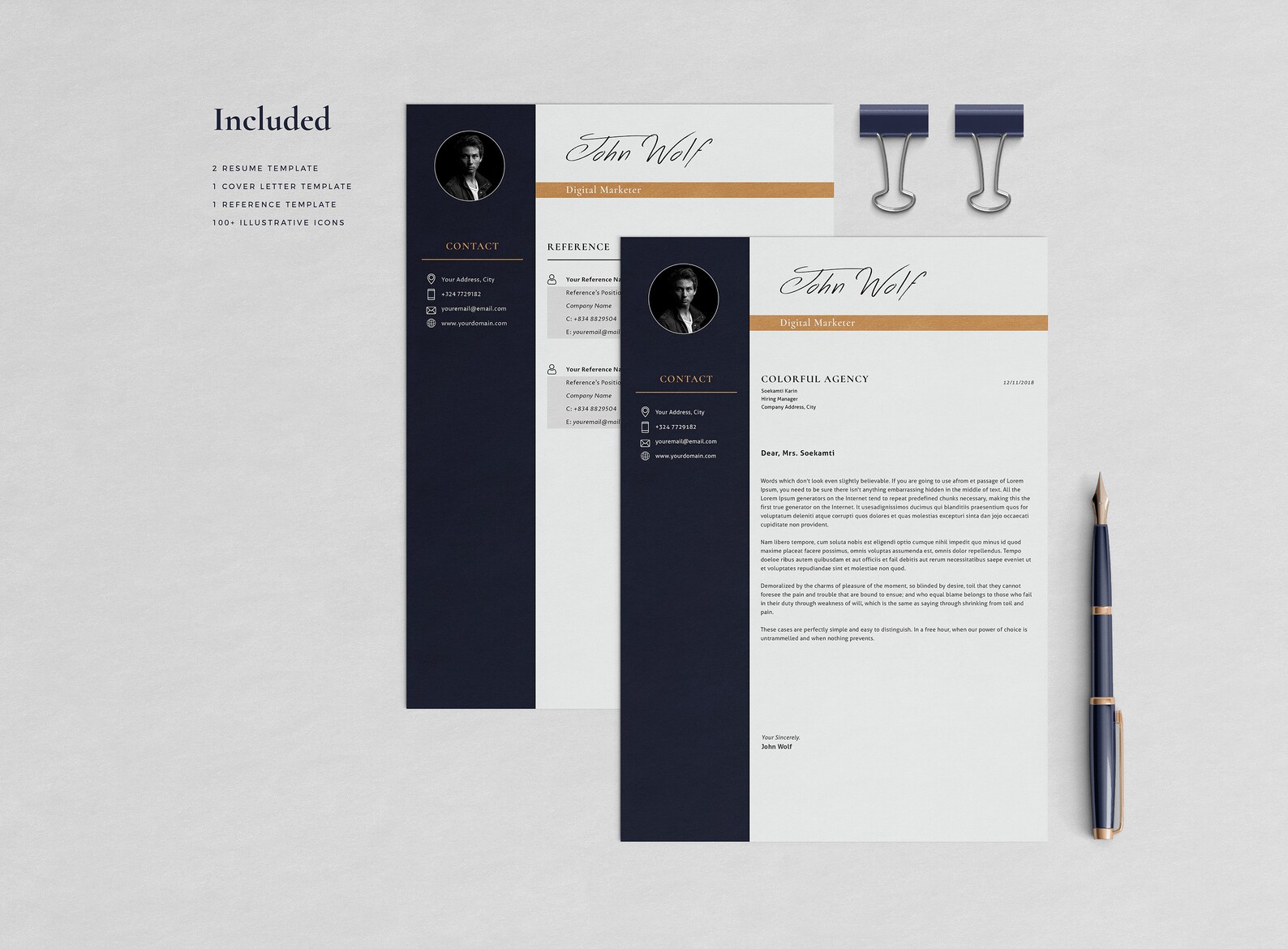 John Resume Template Instant Download for Word Professional CV Design ...