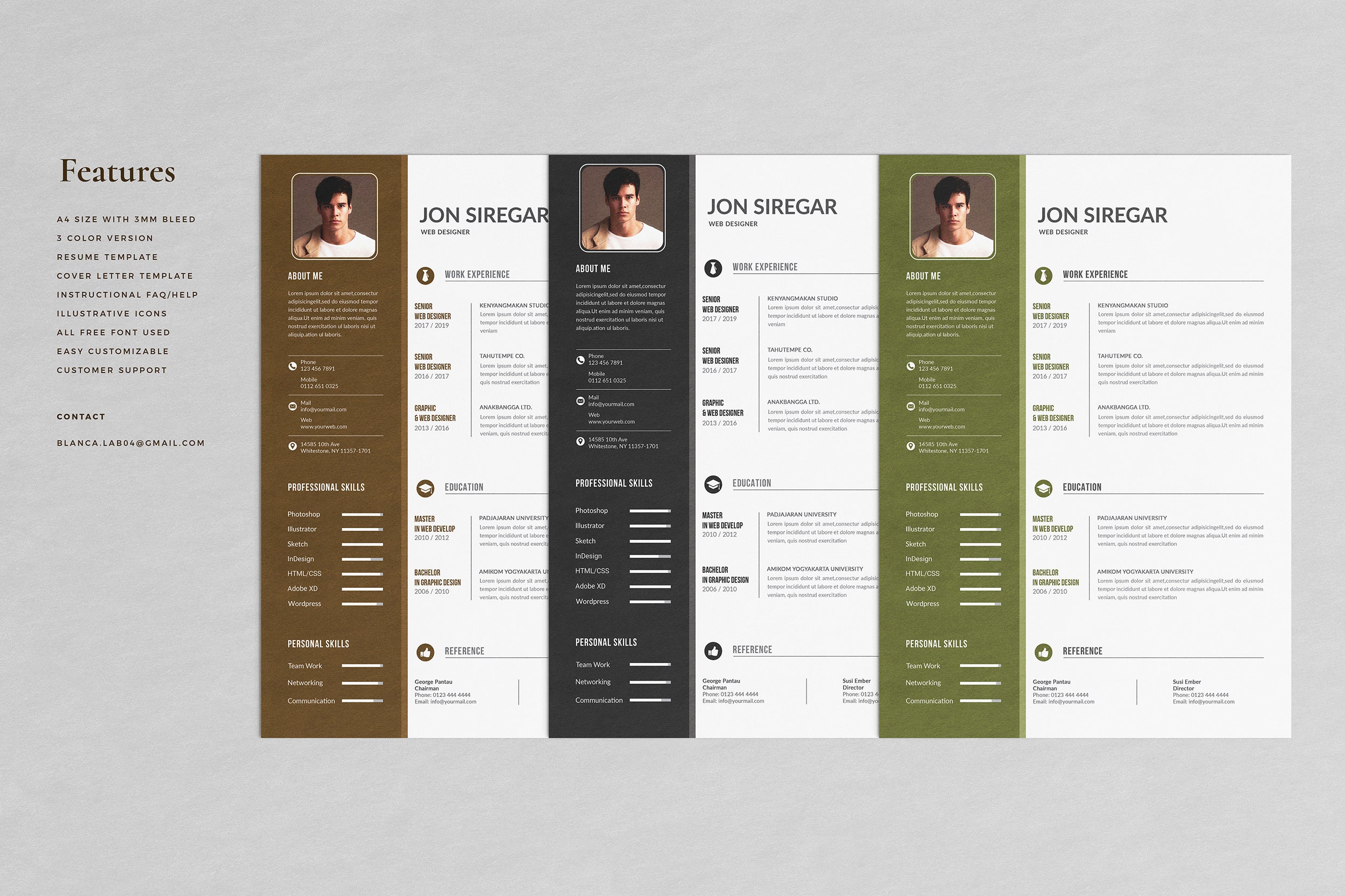 Jon Resume Template Instant Download for Word | Professional CV Design ...