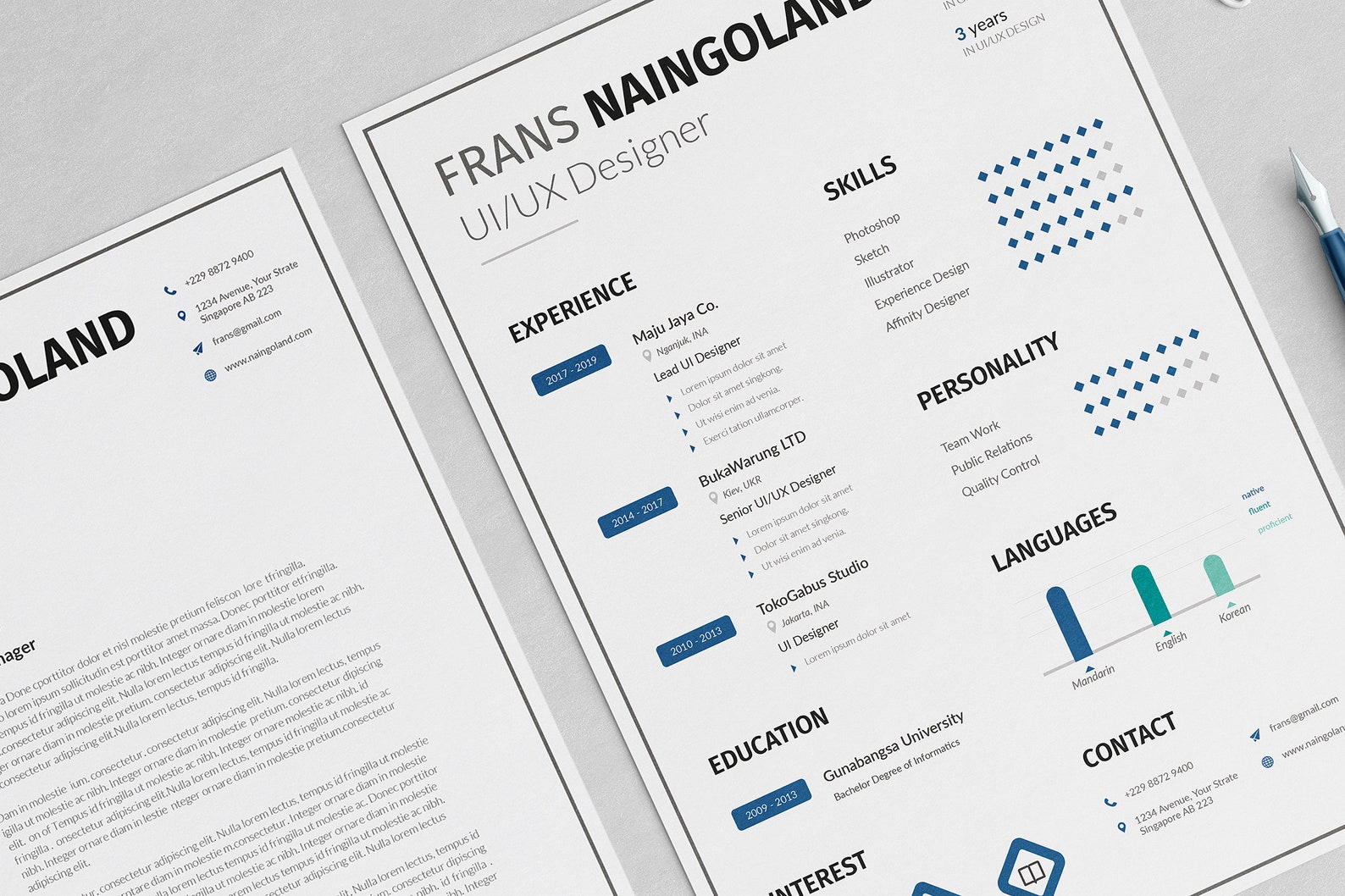 Frans Resume Template Instant Download for Word | Professional CV ...