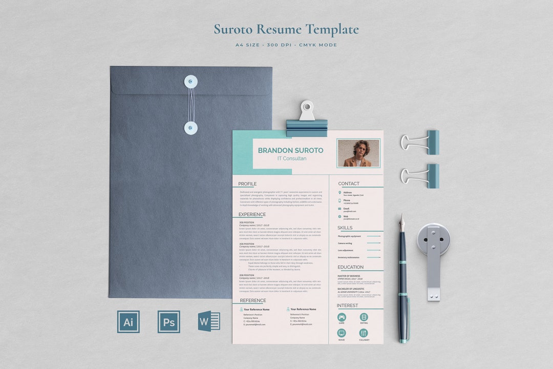Brandon Resume Template Instant Download for Word | Professional CV ...