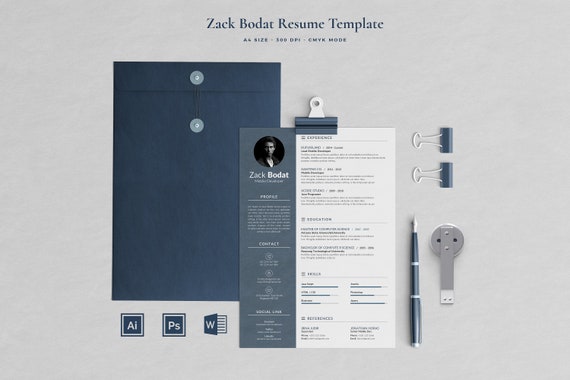 Zack Resume Template instant download for word Professional | Etsy