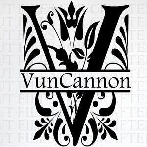 Personalized Letter V Monogram Svg, Personalized Last Name Monogram Svg ...