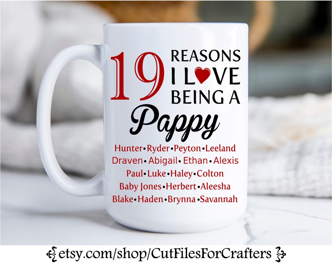 Personalized Pappy Coffee Mug, Personalized Grandkids Coffee Mug ...