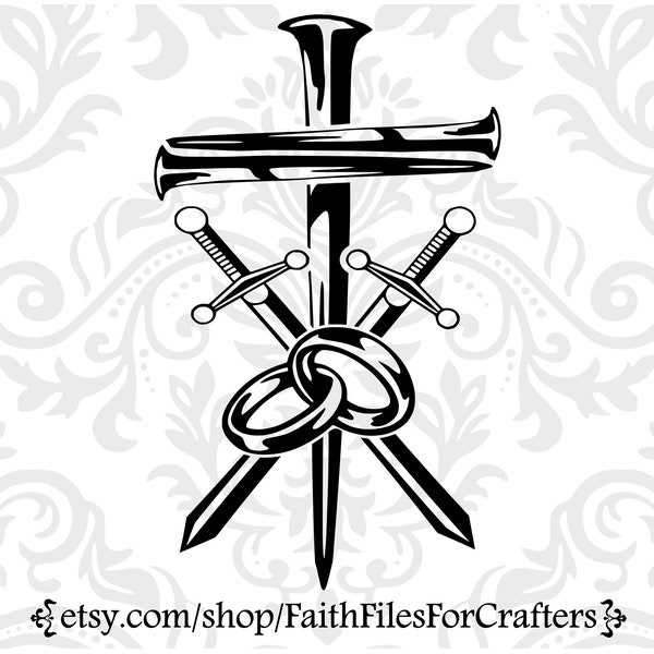 Cross and Wedding Rings Svg - Etsy