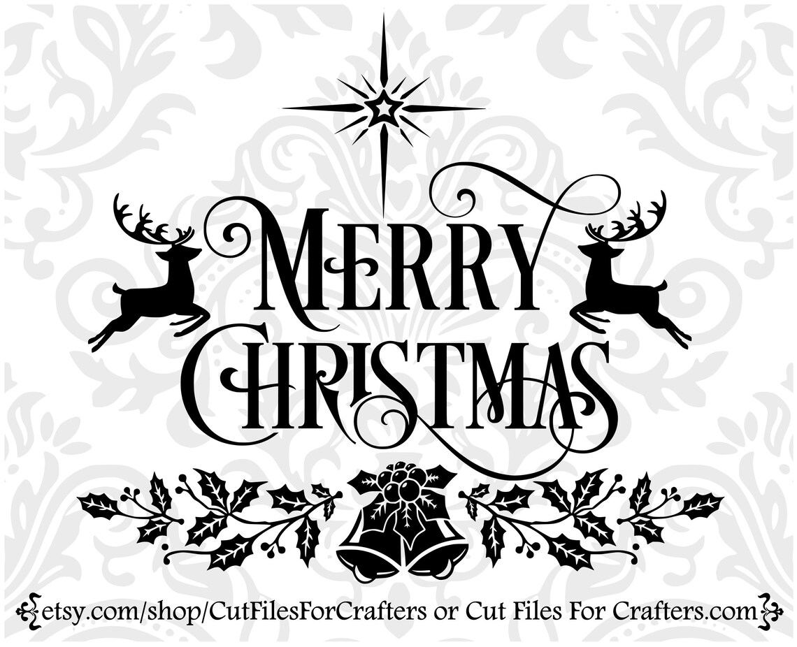 Merry Christmas Svg Reindeer Svg Christmas Holly Svg Jingle - Etsy