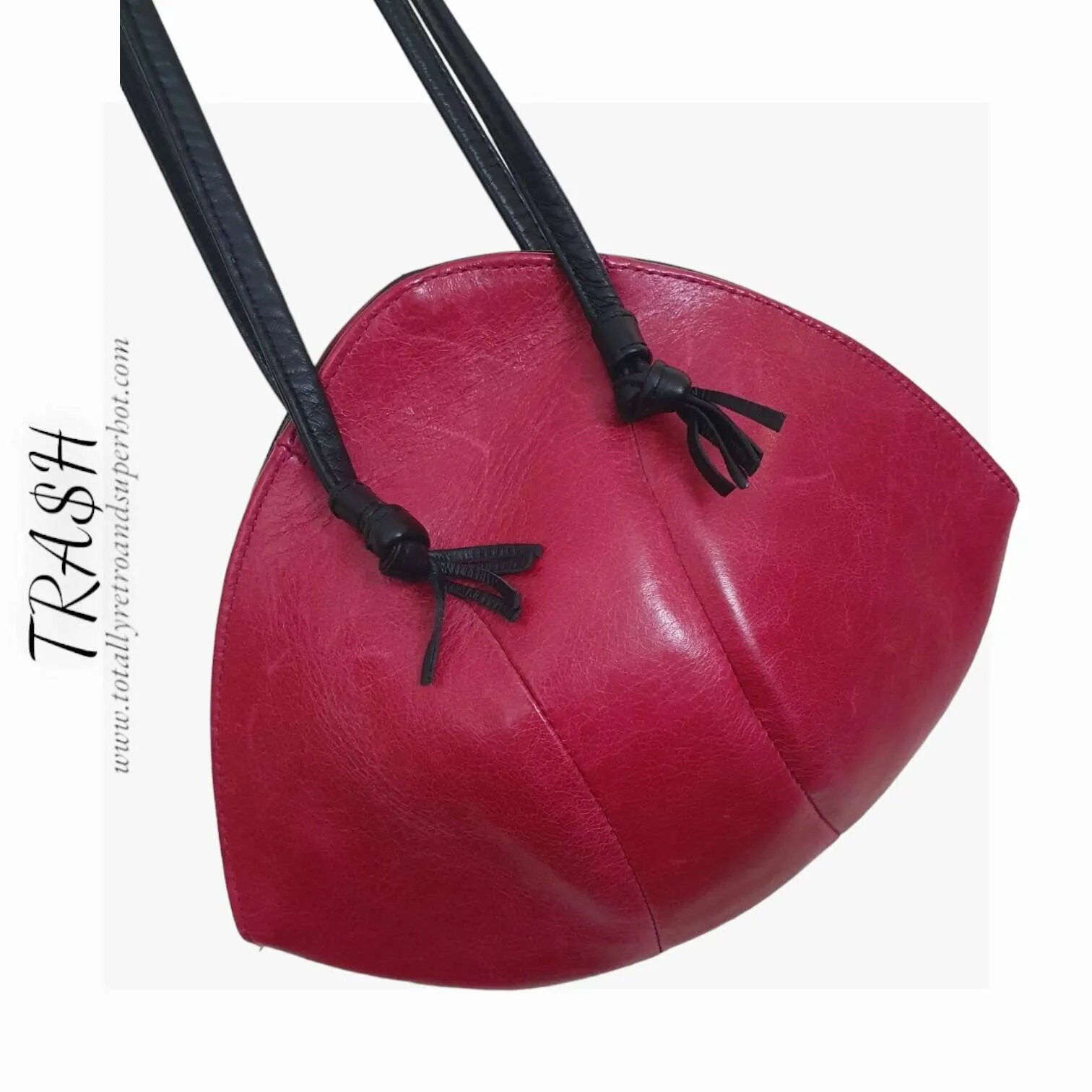 1980s Leather Jane Hopkinson Handbag Unusual Shaped Unique Red Vintage ...