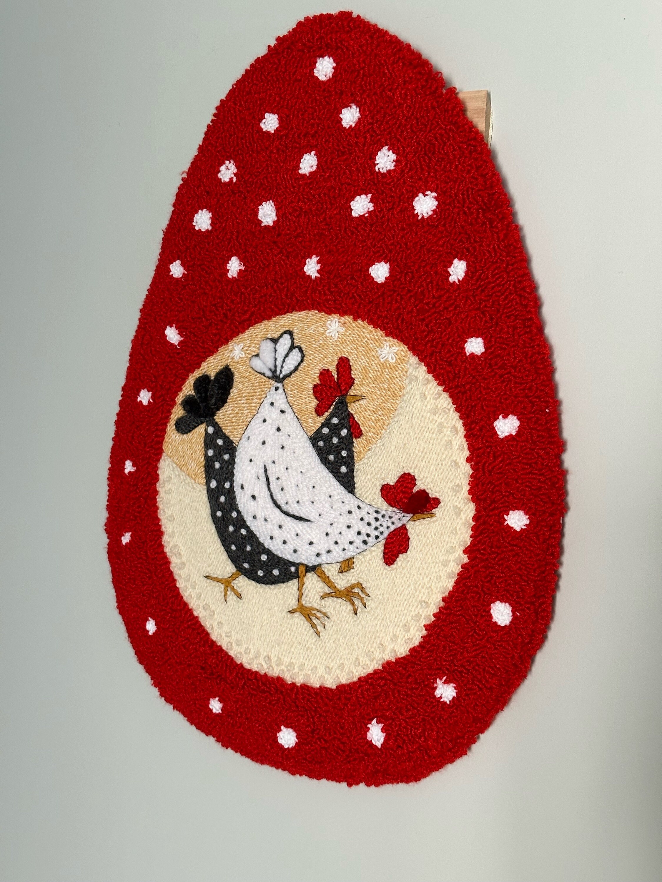 Punch Needle Wall Decor, Embroidered Wall Panel - Which Came First ...