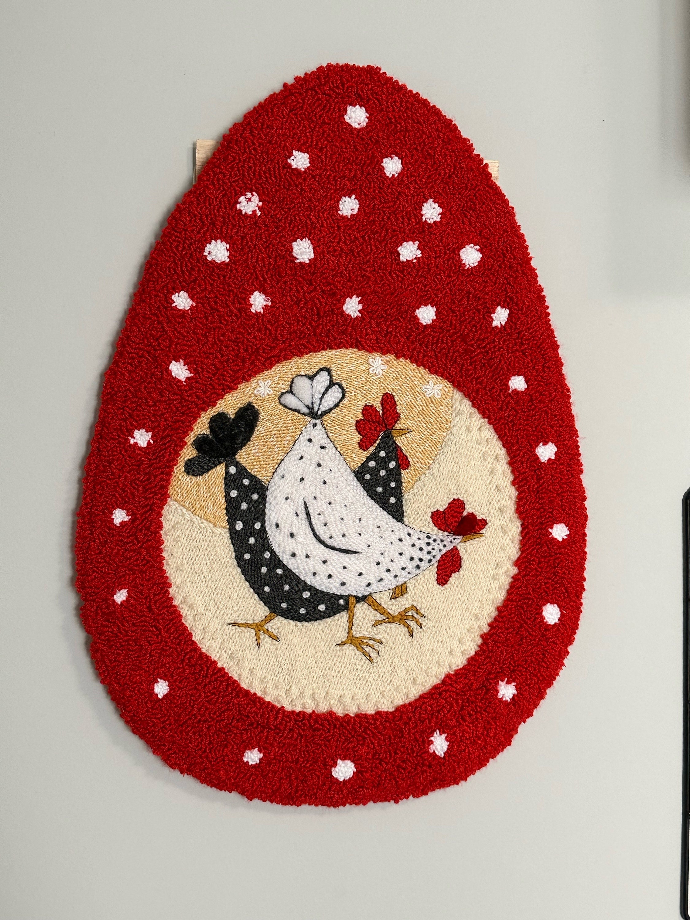 Punch Needle Wall Decor, Embroidered Wall Panel - Which Came First ...