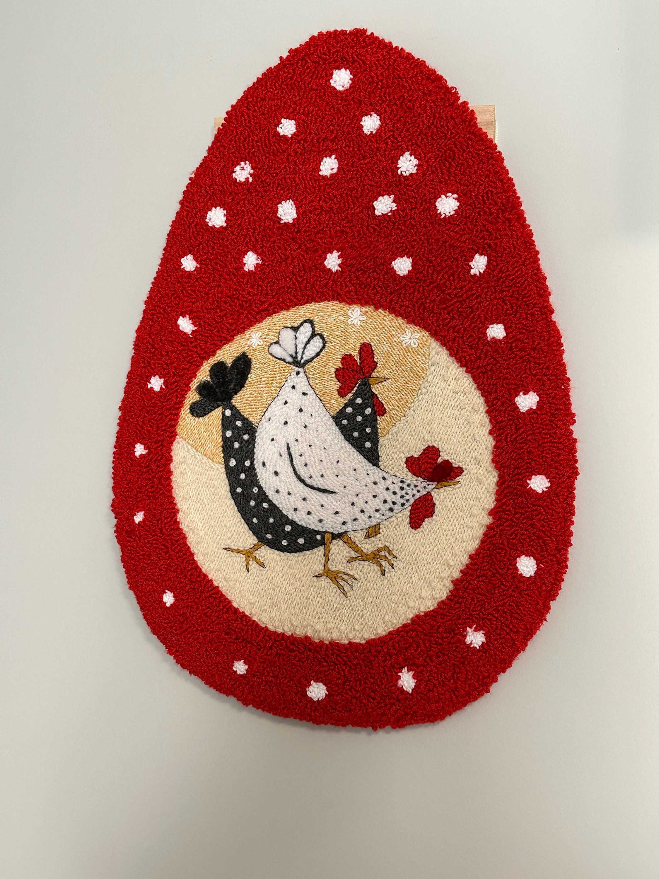 Punch Needle Wall Decor, Embroidered Wall Panel - Which Came First ...