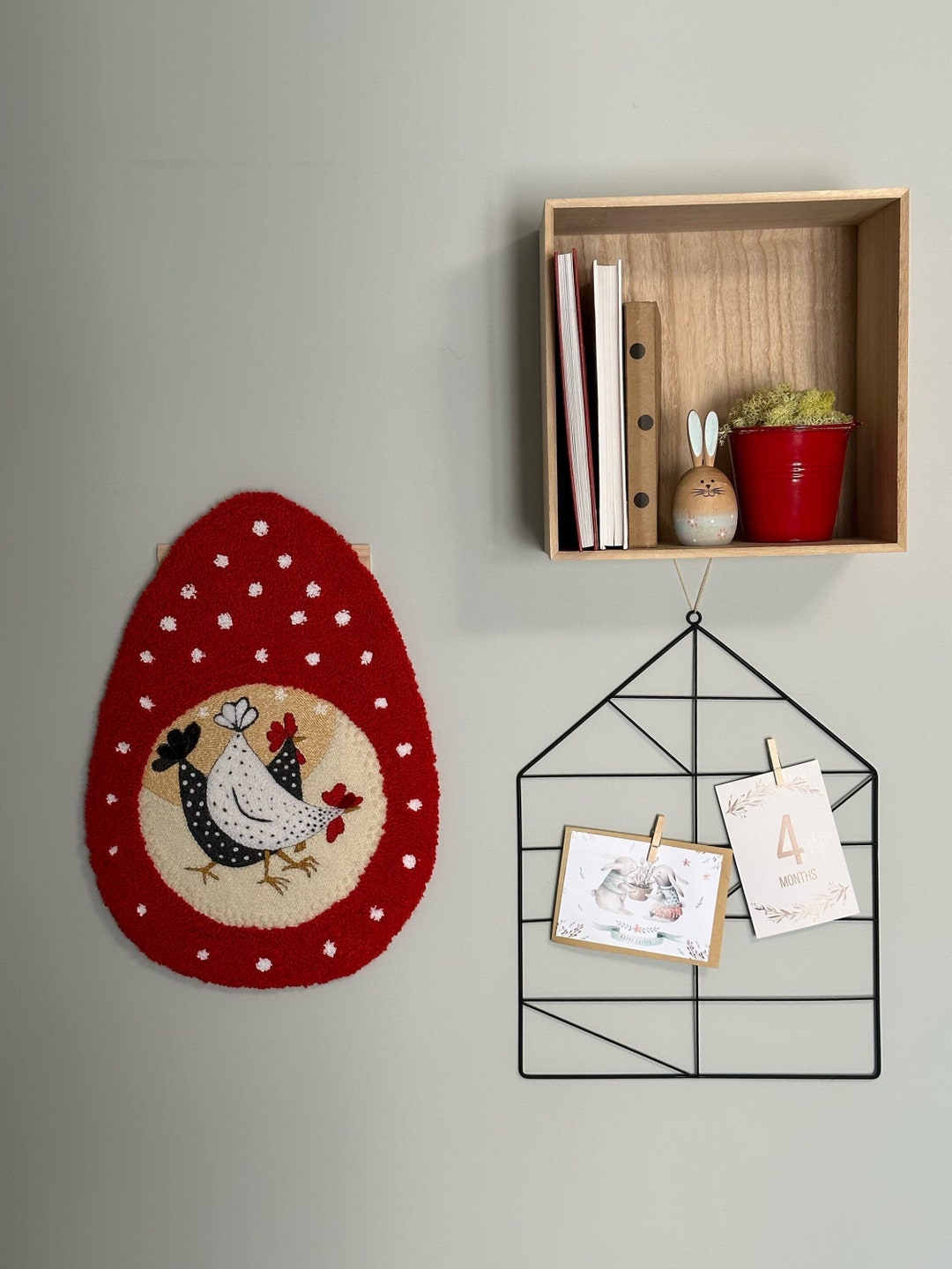 Punch Needle Wall Decor, Embroidered Wall Panel - Which Came First ...