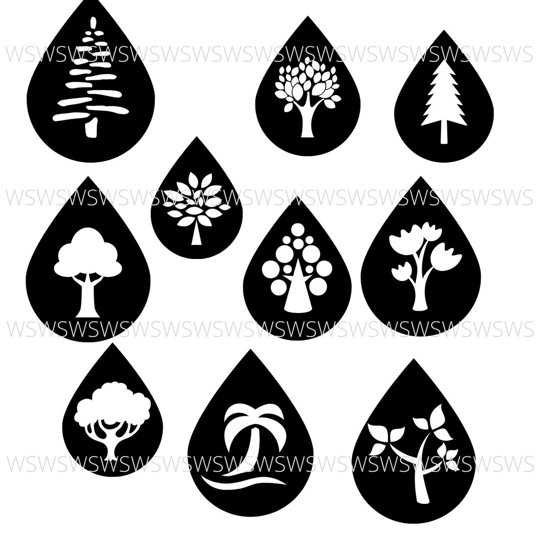 Tree Teardrop Earring Cut Files SVG & PNG - Etsy