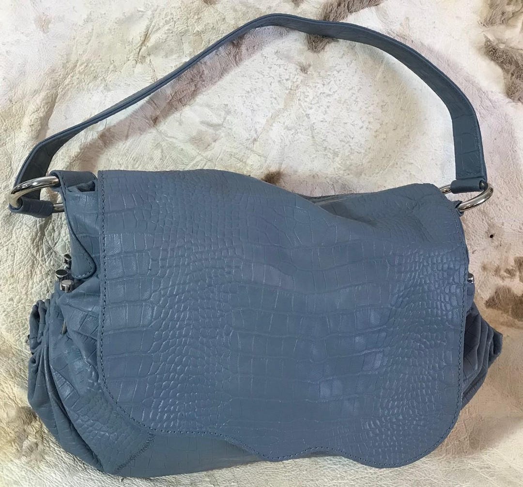 Vintage 1990s Carlos Falchi, CHI Alligator Leather Hobo Handbag: Blue ...